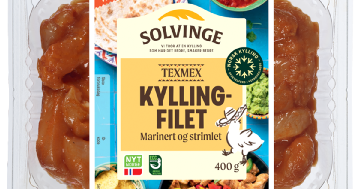 Norsk Kylling lanserer Solvinge marinert strimlet kyllingfilet Texmex